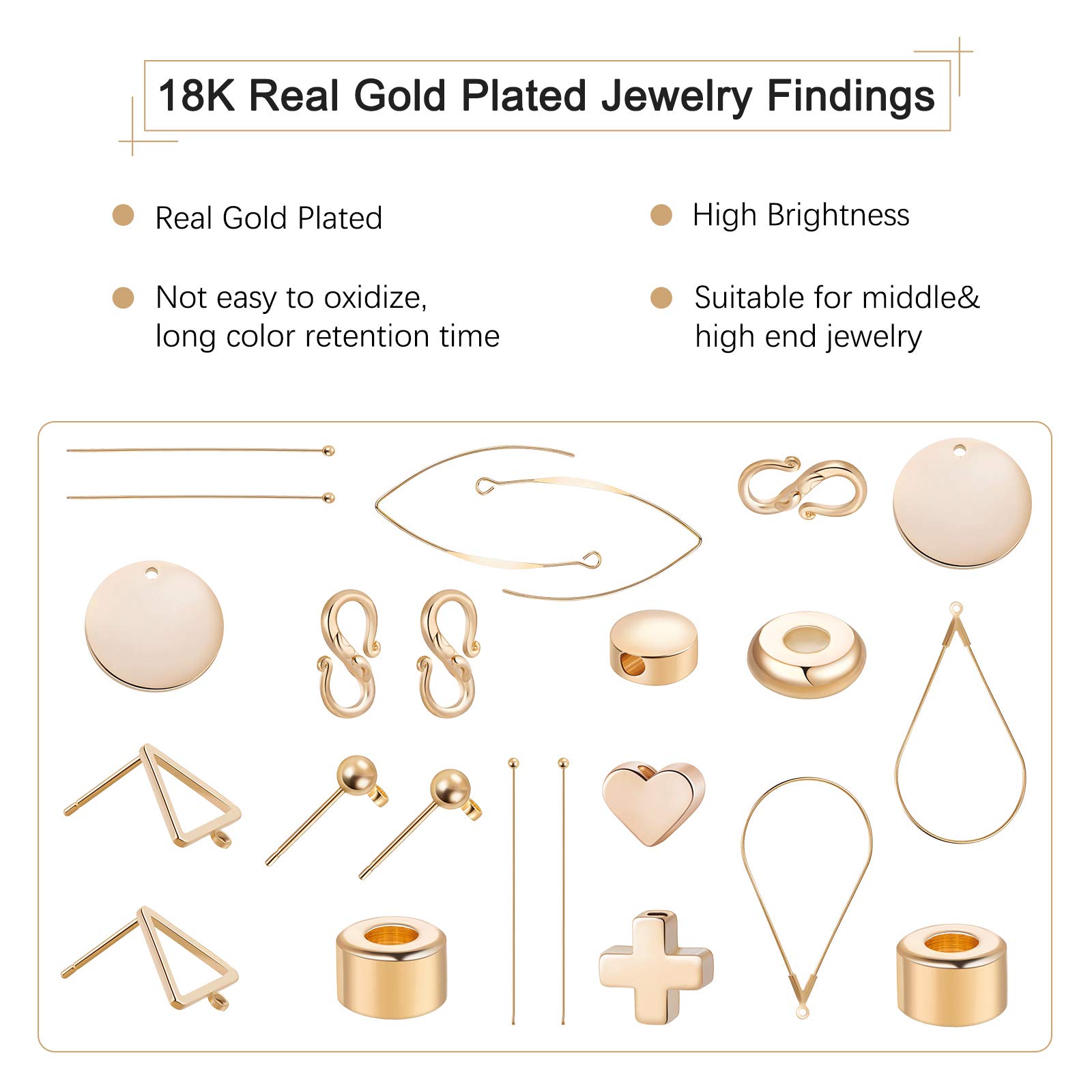 BENECREAT 10PCS 18K Real Gold Plated Teardrop Cubic Zirconia Earring Studs with Loop for Earring DIY, Valentine's Day Jewelry Gift Making, Hole: 1mm