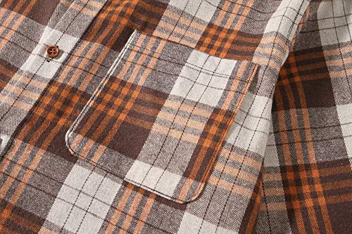 SSLR Flannel Shirt for Men, Long Sleeve Button Down Shirt Plaid Casual (Large, Khaki)