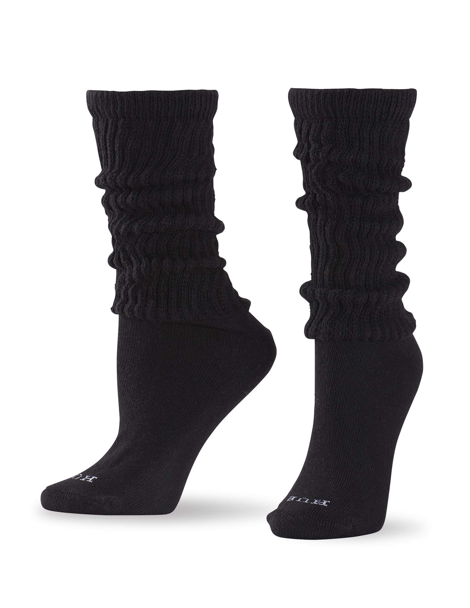 HUE Women's Slouch Socks 3 Pair Pack, White/Light Charcoal Heather/Black, One Size