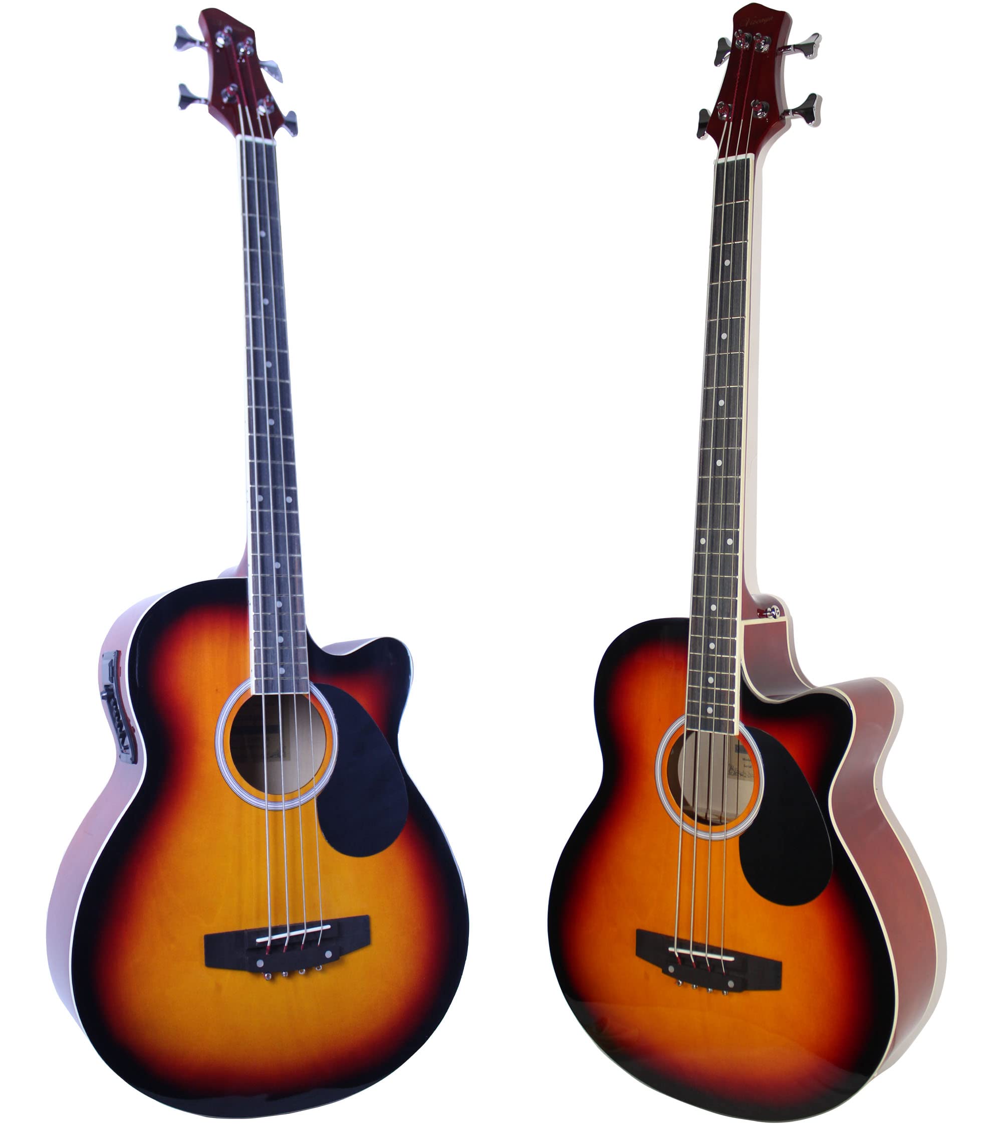 Vizcaya Full Size 4 Strings Cutaway Acoustic-Electric Bass Guitar With 4-Band Equalizer,5mm Padding Gig Bag,Strap, Picks-Sunburst