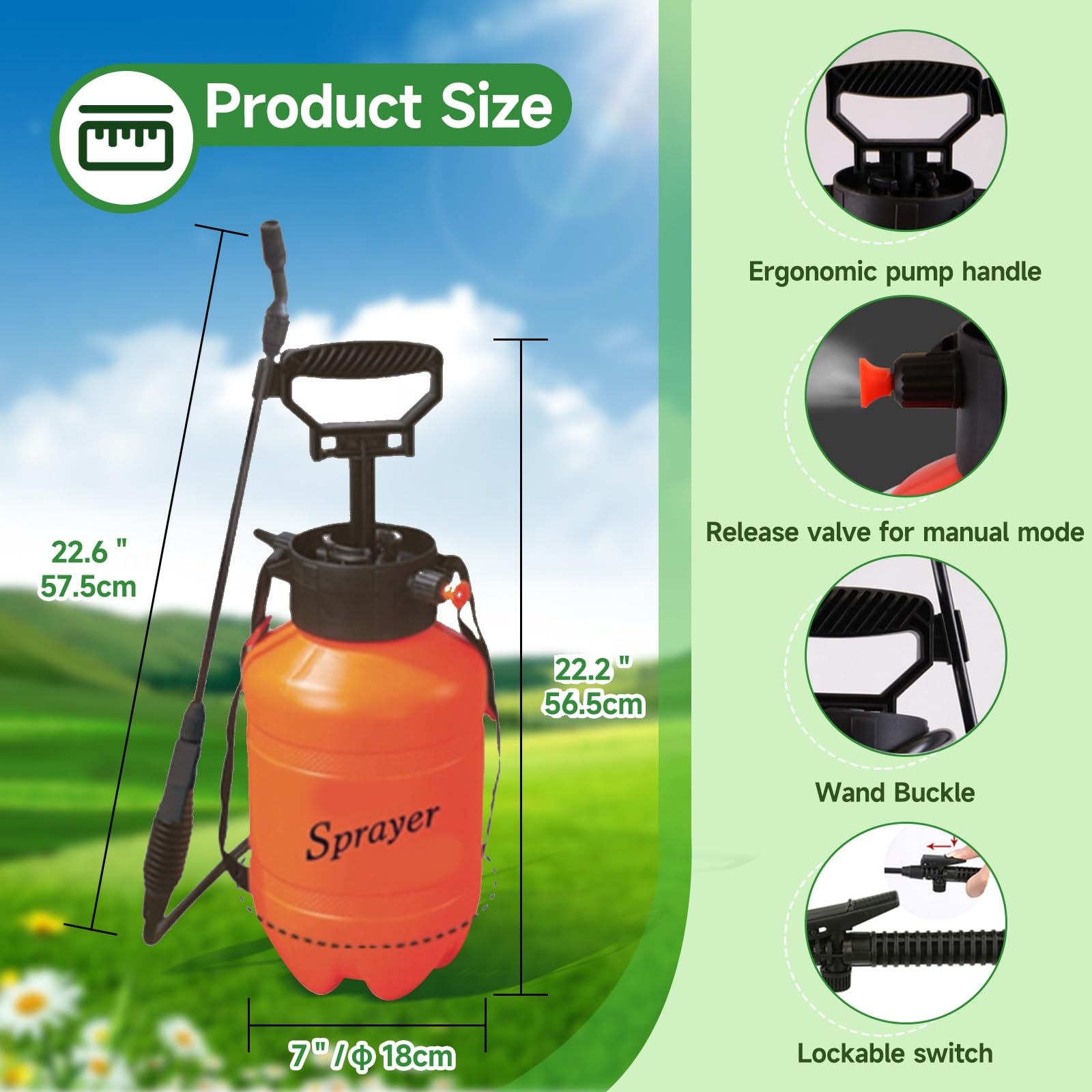 Battery Powered and Manual Sprayer (Dual Function) for Lawn, Garden and Agriculture with Rechargeable Lithium Ion Power Bank and Shoulder Strap (2 Gallon)