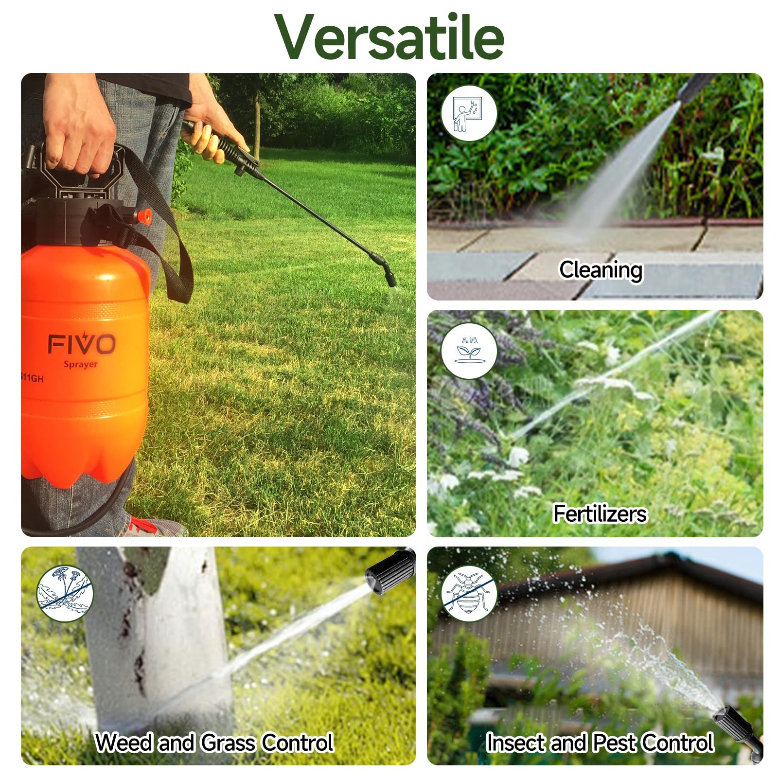 Battery Powered and Manual Sprayer (Dual Function) for Lawn, Garden and Agriculture with Rechargeable Lithium Ion Power Bank and Shoulder Strap (2 Gallon)