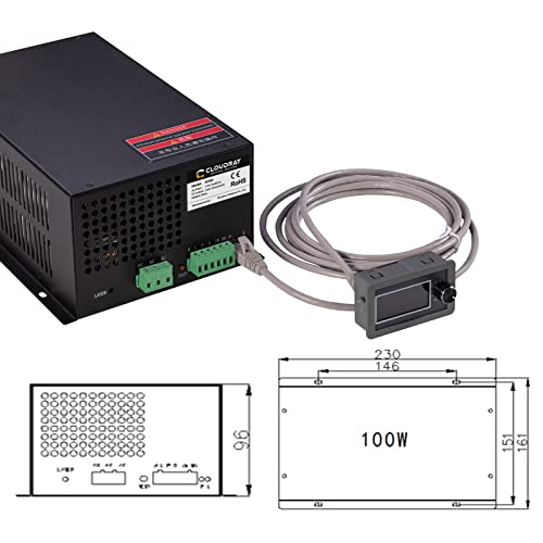 Cloudray CO2 Laser Power Supply 100W 110V for 80-100W Laser Tube Laser Engraver Cutter M100(MYJG100 Upgrade)