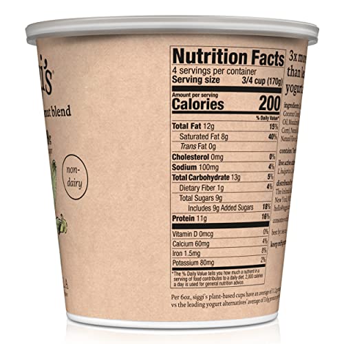 siggi's Plant-Based Coconut Blend, Vanilla – Dairy Free Snack, More Protein Than Sugar, Blue, 24 Oz