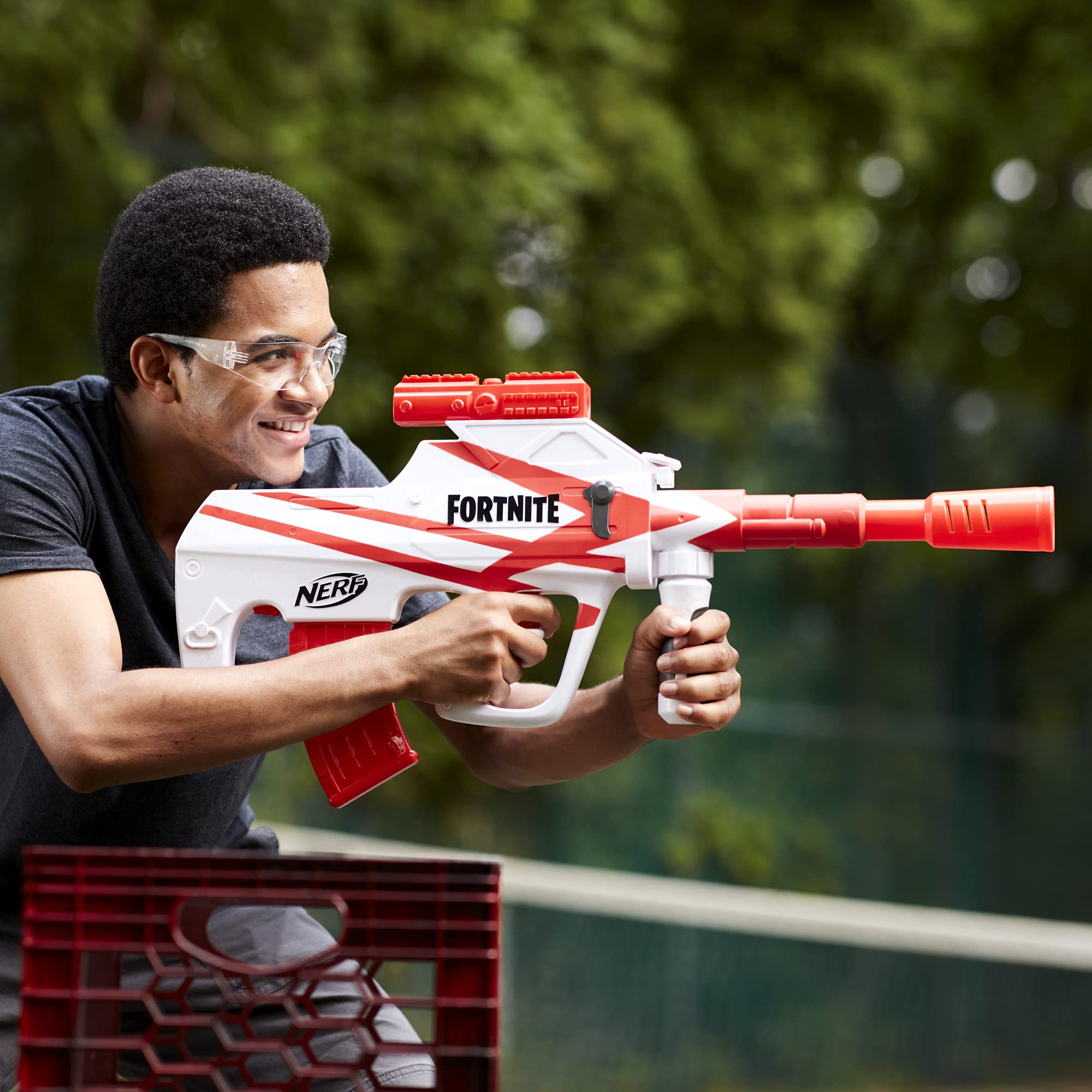 Nerf Fortnite B-AR Motorized Dart Blaster - Fortnite Converge Wrap, Motorized 10-Dart Blasting, 10-Dart Clip, 10 Official Elite Darts (Frustration-Free Packaging)