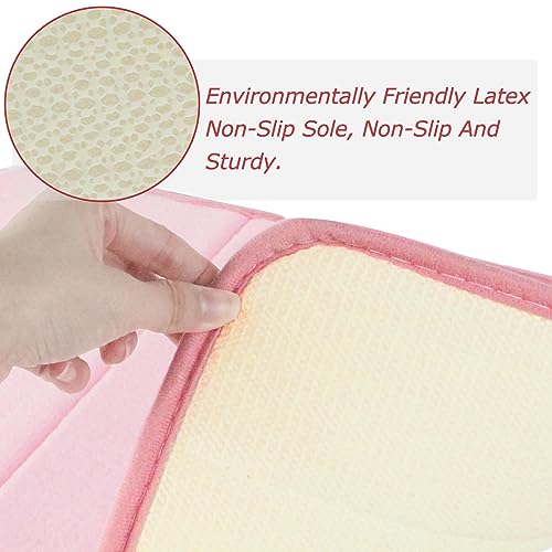 Xerhnan Memory Foam Bath Mat Set - Non Slip, Absorbent, Soft Bath Rug Set - Fast Drying Washable Bath Mat - Size 15.8β x 24β (2, Pink)
