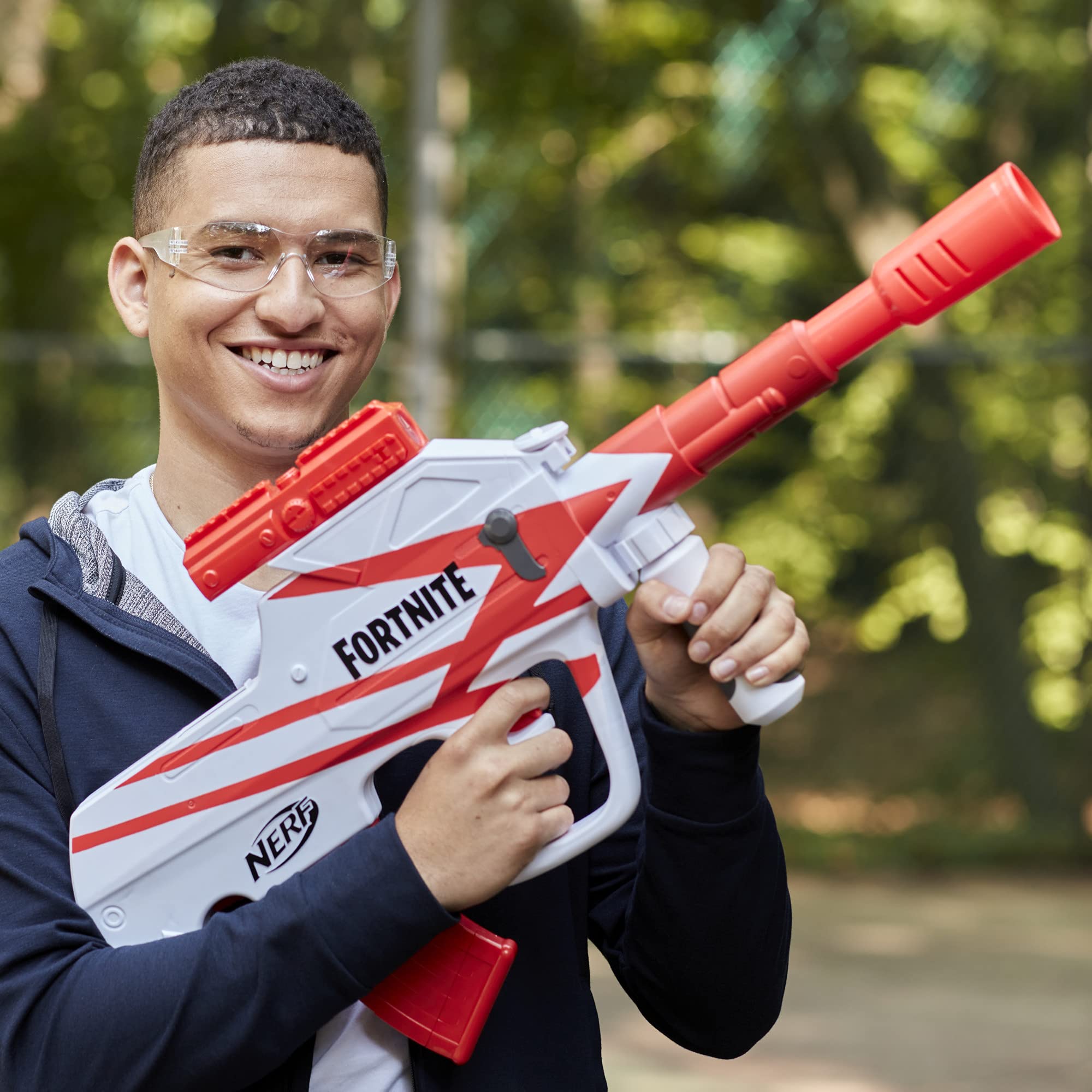 Nerf Fortnite B-AR Motorized Dart Blaster - Fortnite Converge Wrap, Motorized 10-Dart Blasting, 10-Dart Clip, 10 Official Elite Darts (Frustration-Free Packaging)