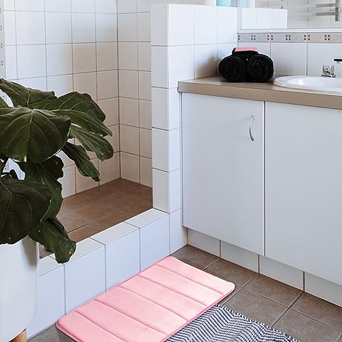 Xerhnan Memory Foam Bath Mat Set - Non Slip, Absorbent, Soft Bath Rug Set - Fast Drying Washable Bath Mat - Size 15.8β x 24β (2, Pink)