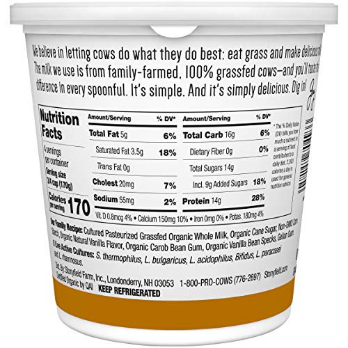 Stonyfield® Organic 100% Grassfed Vanilla Greek Whole Milk Yogurt 24 oz. Tub