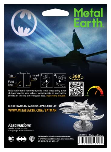 Fascinations Metal Earth Batman 1989 Movie Batwing 3D Metal Model Kit Bundle with Tweezers