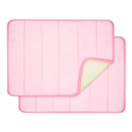 Xerhnan Memory Foam Bath Mat Set - Non Slip, Absorbent, Soft Bath Rug Set - Fast Drying Washable Bath Mat - Size 15.8” x 24” (2, Pink)