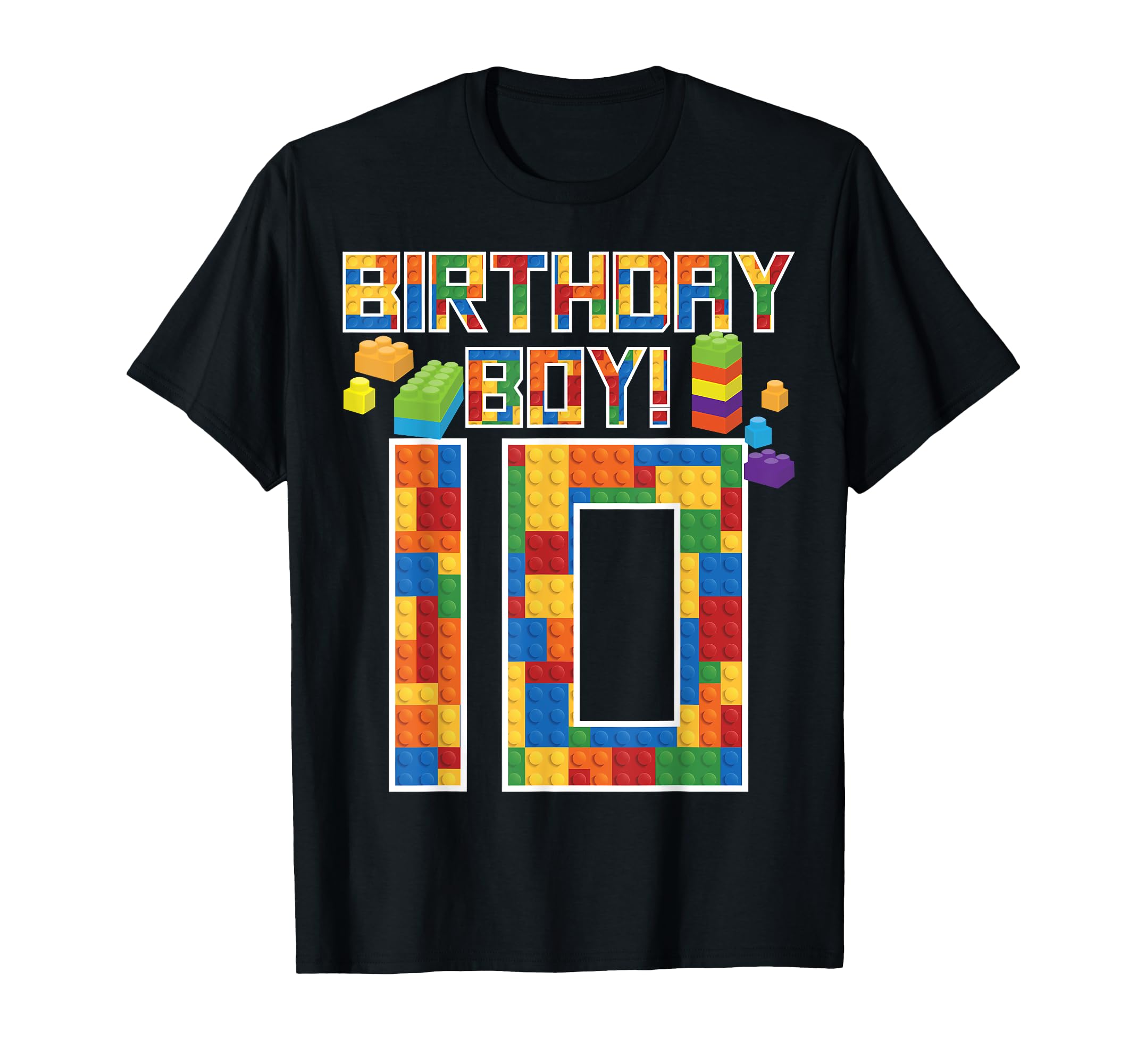 Cute 10th Birthday Gift 10 Years Old Block Building Boy Kid T-Shirt
