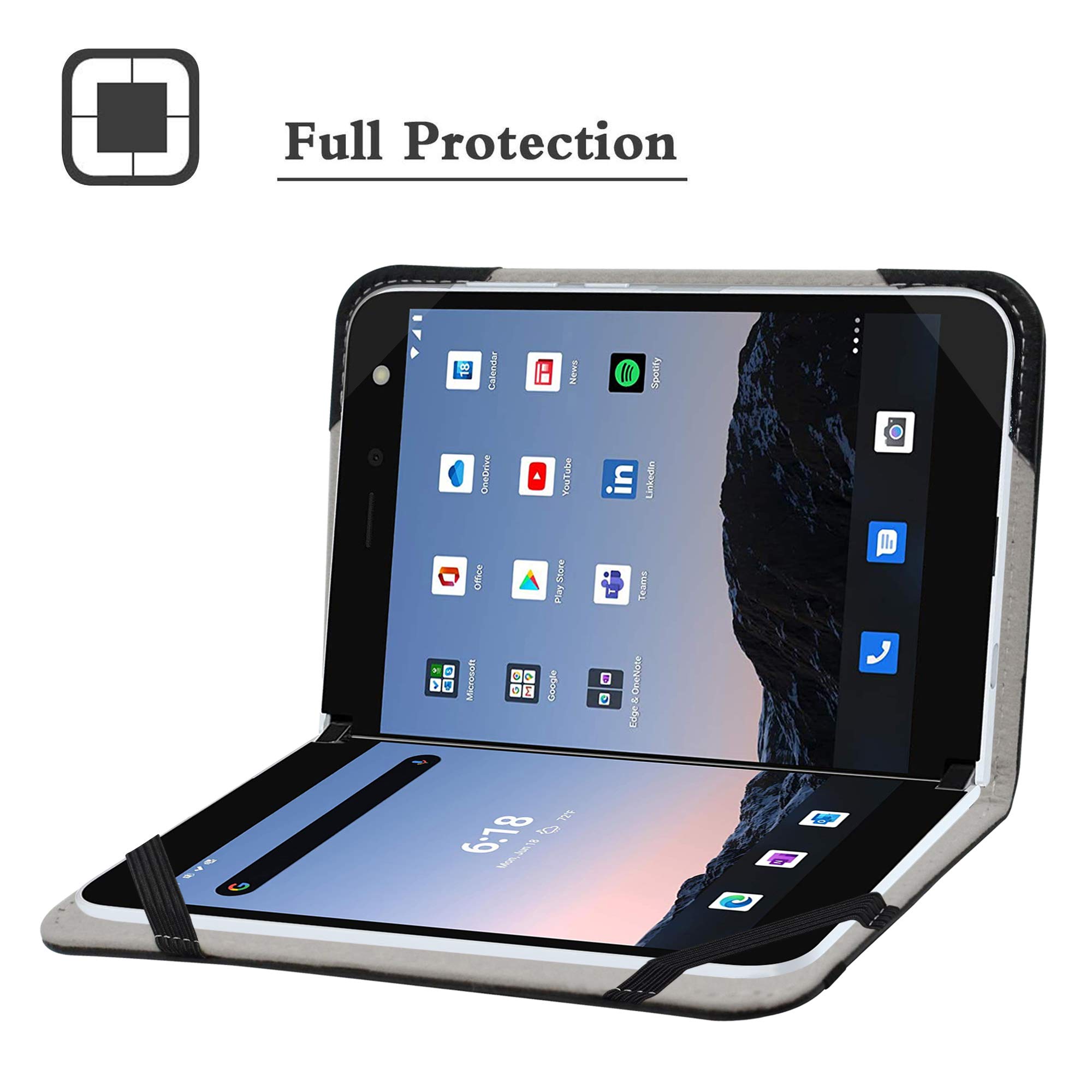 LiuShan Compatible with Microsoft Surface Duo case,PU Leather Slim Folding Stand Cover for Microsoft Surface Duo (Not fit Surface Duo 2) Tablet,Black