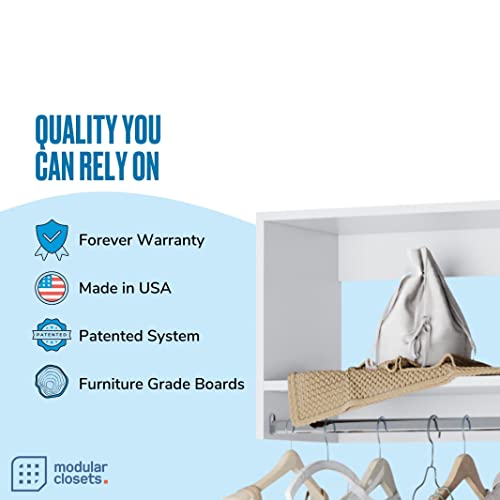 Tall Hanging Closet Unit - Modular Closet System for Hanging - Corner Closet System - Closet Organizers and Storage Shelves (White, 24 inches Wide) Closet Shelves