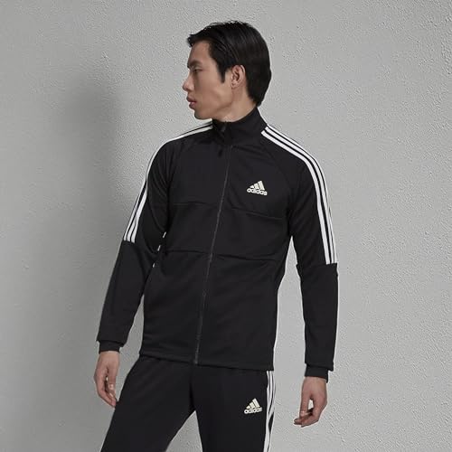 adidas Men's AEROREADY Sereno Cut 3-Stripes Slim Track Top, Black/White, Small