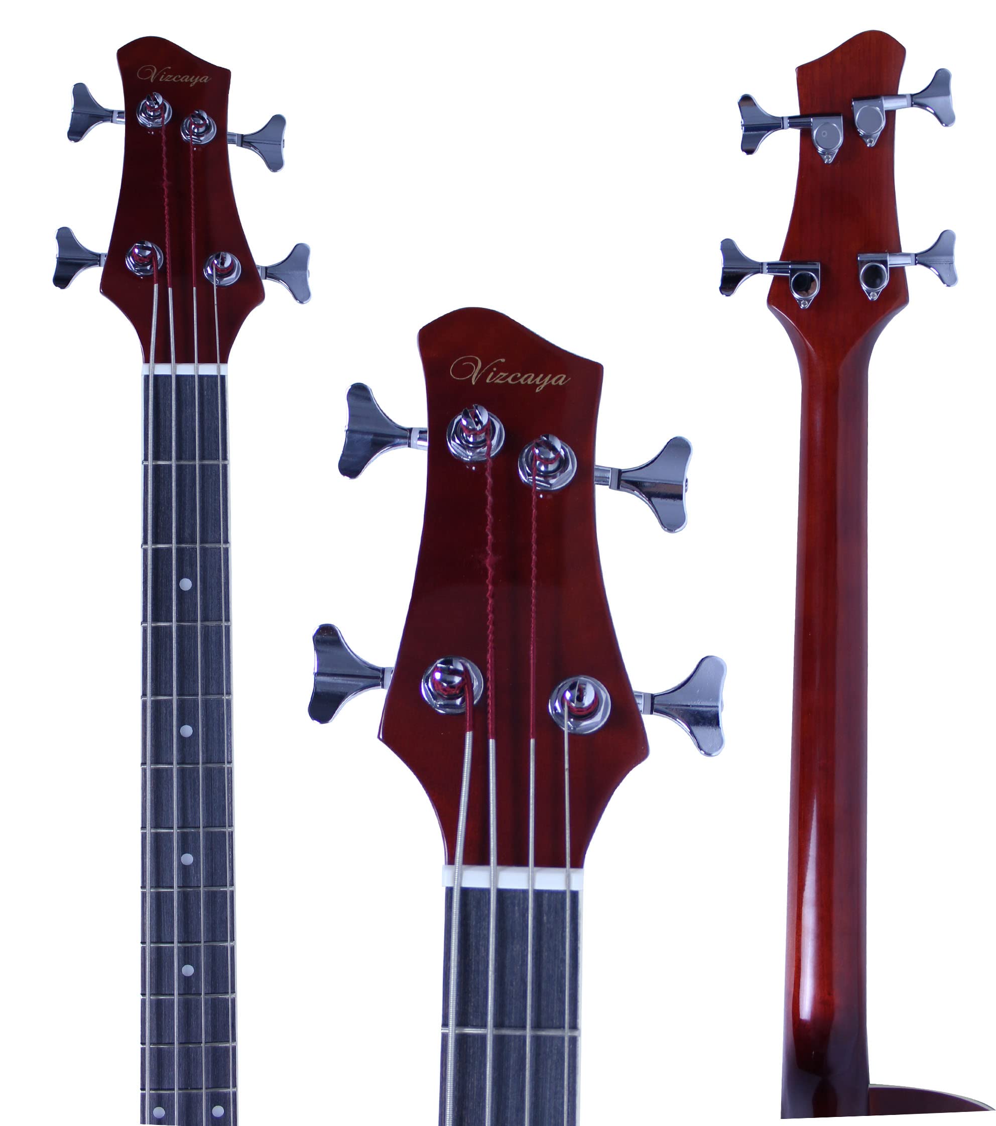 Vizcaya Full Size 4 Strings Cutaway Acoustic-Electric Bass Guitar With 4-Band Equalizer,5mm Padding Gig Bag,Strap, Picks-Sunburst