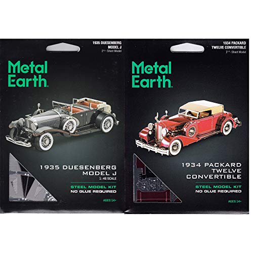 Fascinations Metal Earth 3D Metal Model Kits 1935 Duesenberg Model J and 1934 Packard Twelve Convertible Set of 2