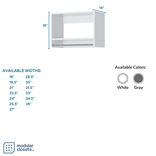 Tall Hanging Closet Unit - Modular Closet System for Hanging - Corner Closet System - Closet Organizers and Storage Shelves (White, 24 inches Wide) Closet Shelves