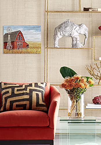 B BLINGBLING Barn Picture Canvas Wall Art: Old Rustic Red Barn Windmills Art Print Themed Decor for Home Decorations Framed Farmhouse Wall Decor Painting for Bathroom Kitchen 16"x12"