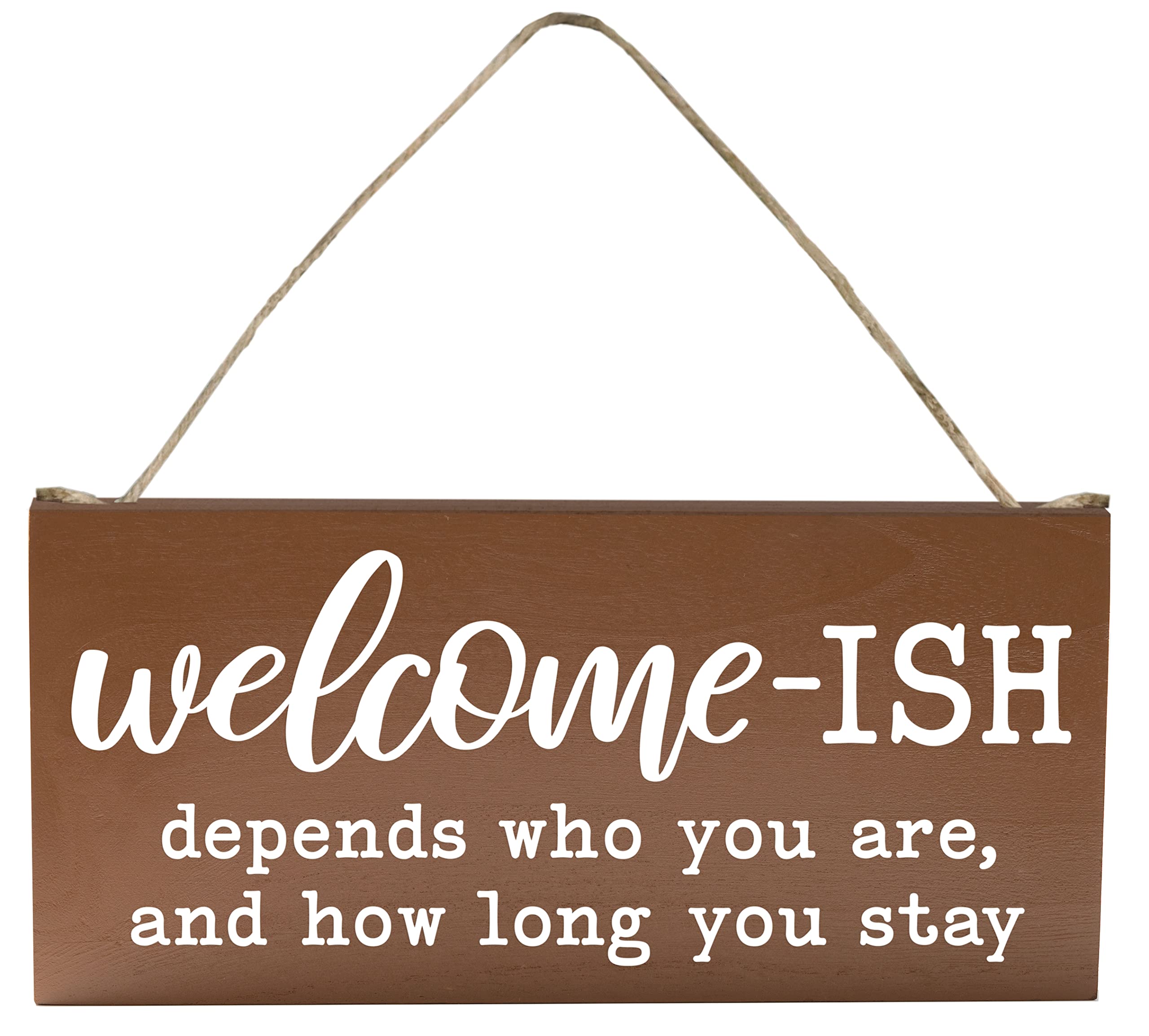 Welcome Sign for Front Door - Funny Welcome-ish Hanging Wooden Plaque Decoration 5.5x12 - Rustic Wood Farmhouse Home Decor Porch or Entryway Accent