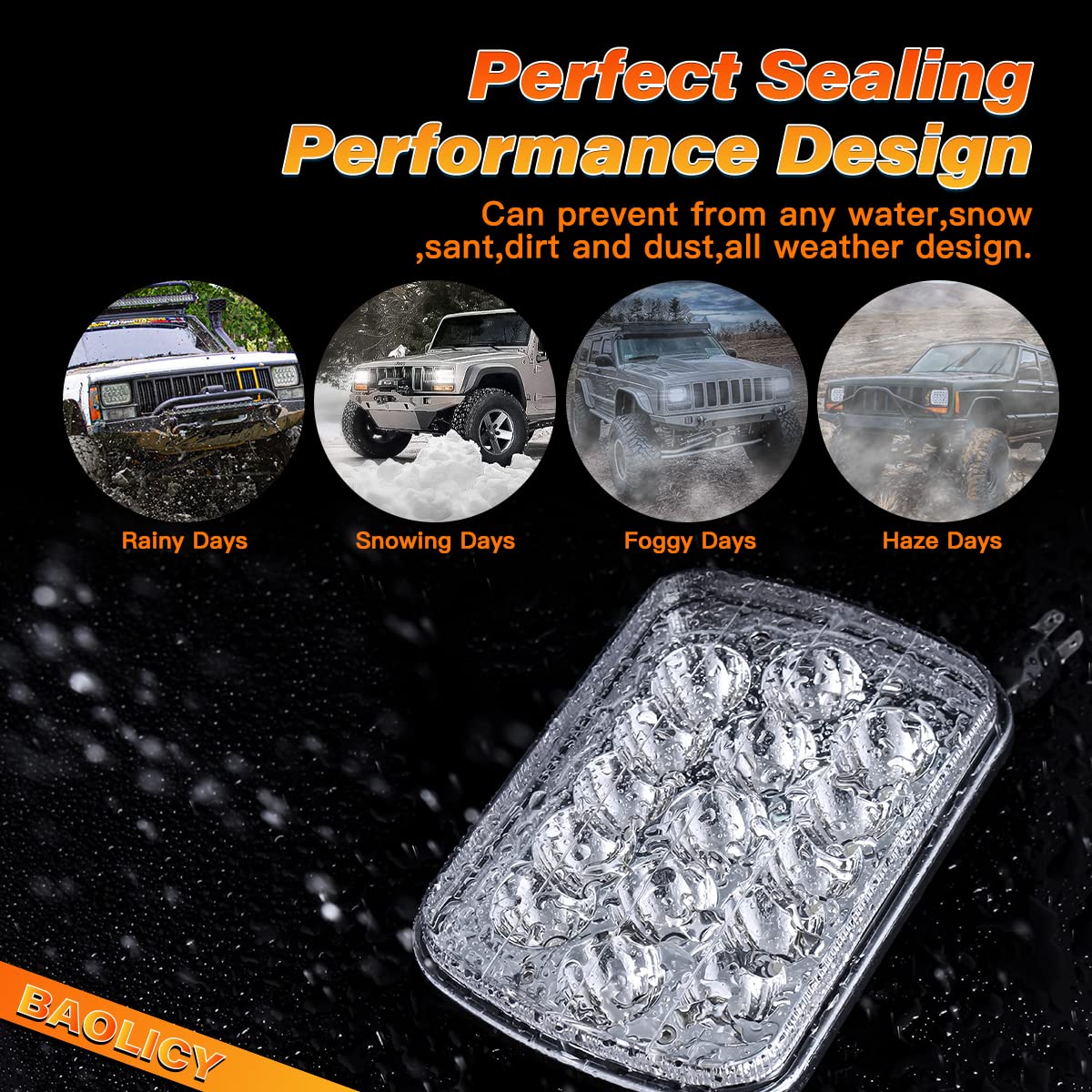 BAOLICY 5x7 H6054 LED Headlights DOT Approved 7x6 Hi/Low Sealed Beam H5054 H6052 6053 Rectangular Head Lights 2PCS 45W for xj yj Chevy S10 Blazer Ford Probe Off-Road Truck VAN SUV