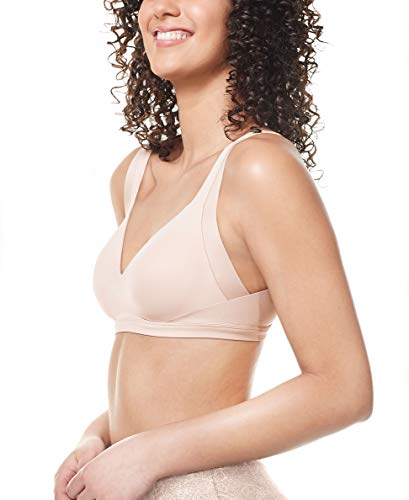 Warner's Women's No Side Effects Underarm and Back-Smoothing Comfort Wireless Lightly Lined T-Shirt Bra Ra2231a, Rosewater, Large