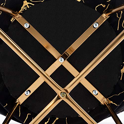 DUHOME Black Accent Chair Velvet Vanity Chair Lliving Room Chairs Desk Chair with Golden Legs Mid-Back 1 pcs