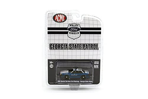 ModelToyCars Georgia State Patrol 1989 Ford Mustang SSP, Blue and White - Greenlight 51408 - 1/64 Scale Diecast Model Toy Car