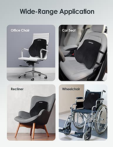 DAINTIER Back Cushion,Lumbar Support Cushion Pillow,100% Memory Foam Car Cushion, Office Chair Cushion for Back Pain Relief, Ideal Back Support for Car Seat, Gaming Chair,Wheelchair…