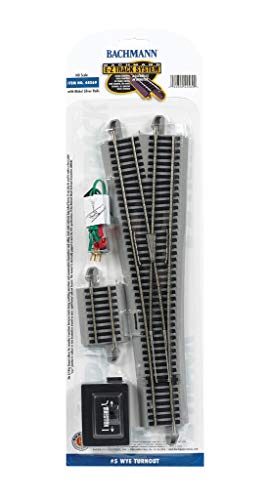 Bachmann Trains - Snap-Fit E-Z TRACK #5 WYE TURNOUT (1/card) - NICKEL SILVER Rail With Gray Roadbed - HO Scale