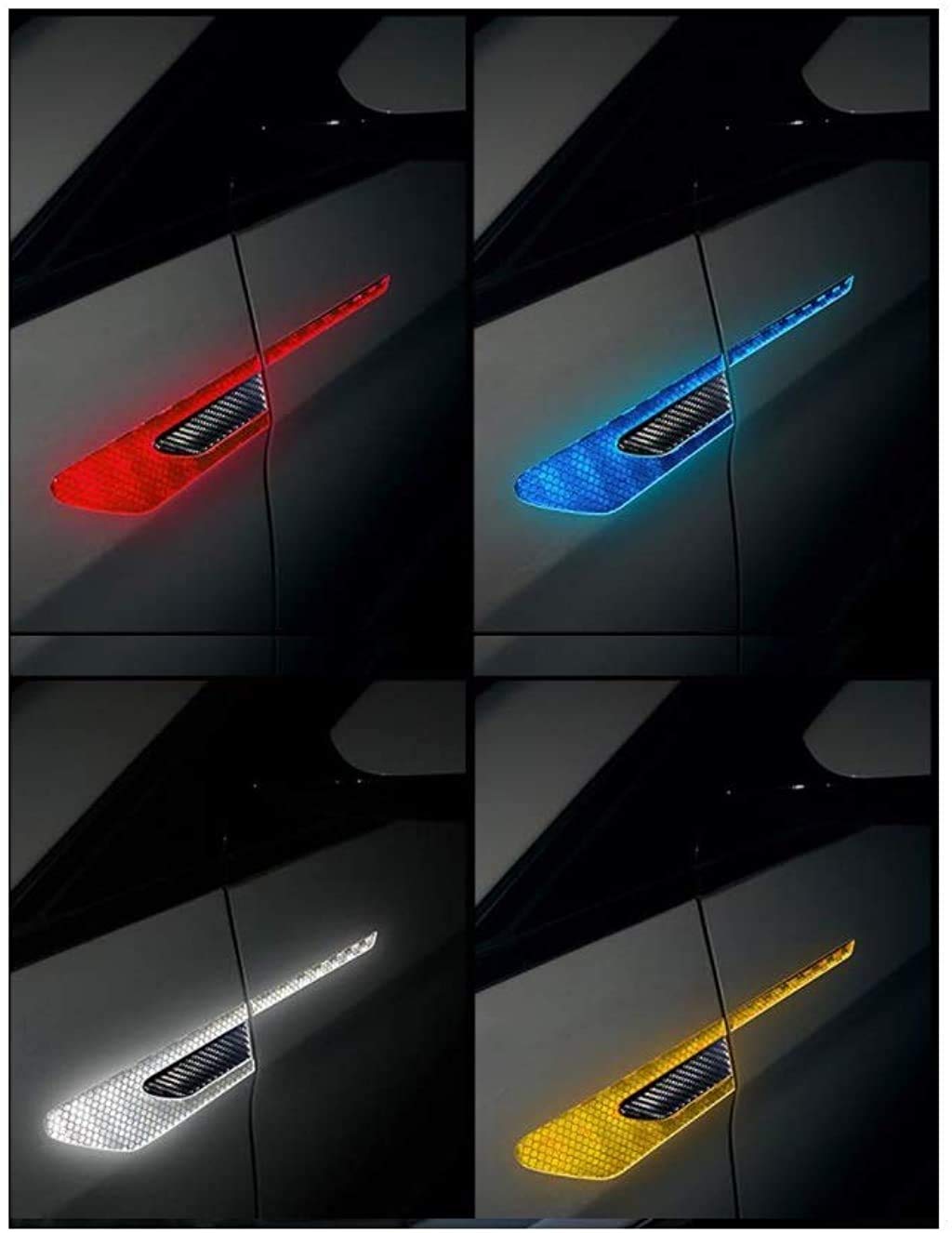 True Line Automotive Scratch Protector - 2 PCS Side Door Reflective Accent Trim Kit - Paint Protector Car, Protective Trim for Automobiles, Reflective Carbon Fiber Door Fender Strips (Red)
