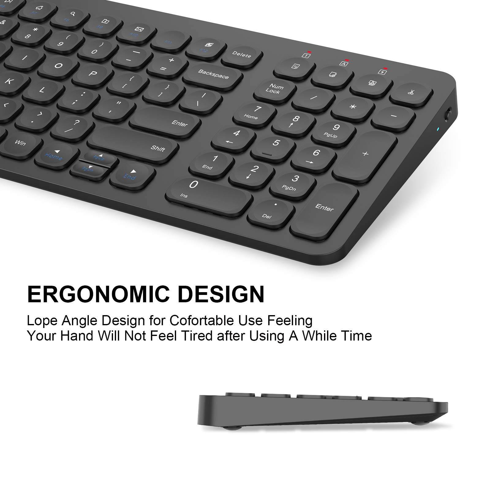 cimetech Wireless Keyboard Mouse Combo, Compact Full Size Wireless Keyboard and Mouse Set Less Noise Keys 2.4G Ultra-Thin Sleek Design for Windows, Computer, PC, Notebook, Laptop - Matte Black