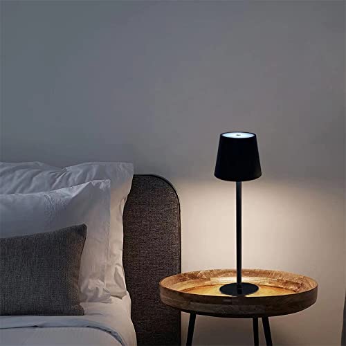 IMQSQIK Cordless Table Lamps USB Rechargeable Simplicity Desk Lamp Built-in 4600 mAh Battery LED Battery Operated lamp with Touch Control Table lamp - Bedroom/Desk/Reading/Patio(Black)