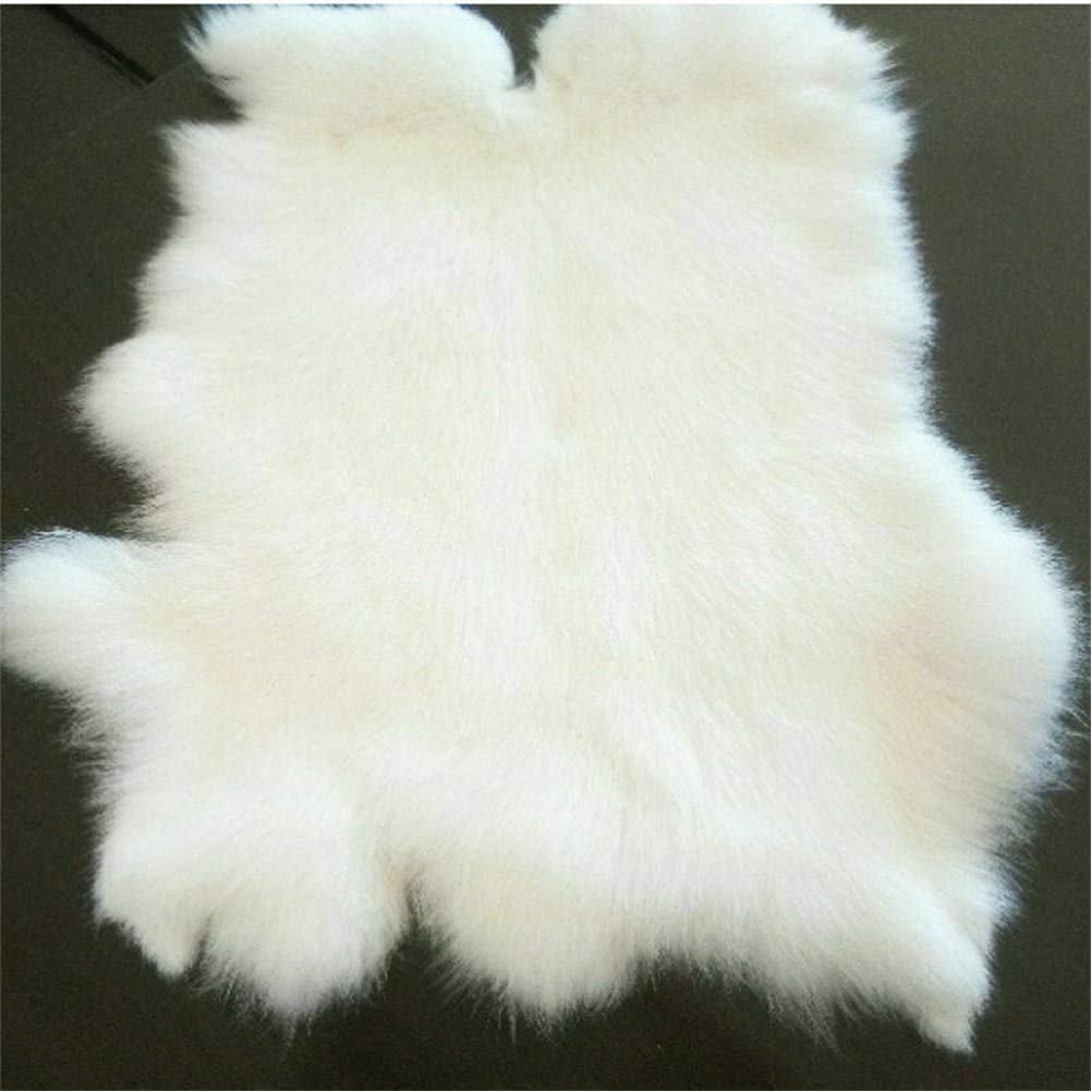 Natural White Craft Grade Rabbit Fur Pelt 10" by 14" with Sewing Quality Leather Soft Professionally Tanned 1PCS