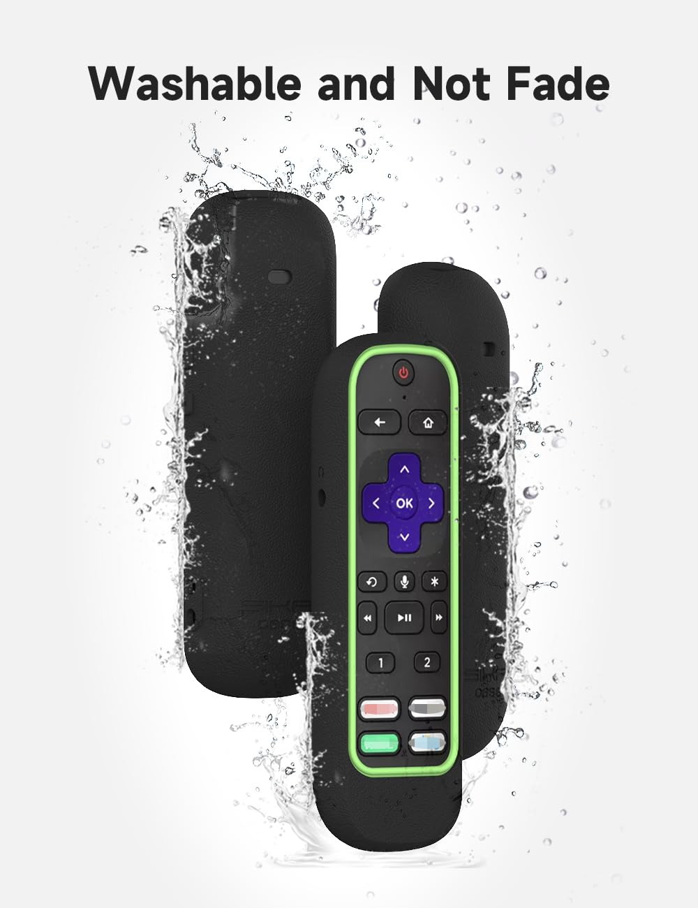 SIKAI Protective Case for ROKU Voice Remote Pro, for Roku Ultra 2020/2019 Remote, Shockproof Silicone Cover for Roku Ultra 4800R 4670R RCS01R Voice Remote Pro Anti-Lost with Loop (Black-Glow Green)