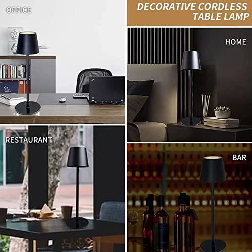 IMQSQIK Cordless Table Lamps USB Rechargeable Simplicity Desk Lamp Built-in 4600 mAh Battery LED Battery Operated lamp with Touch Control Table lamp - Bedroom/Desk/Reading/Patio(Black)