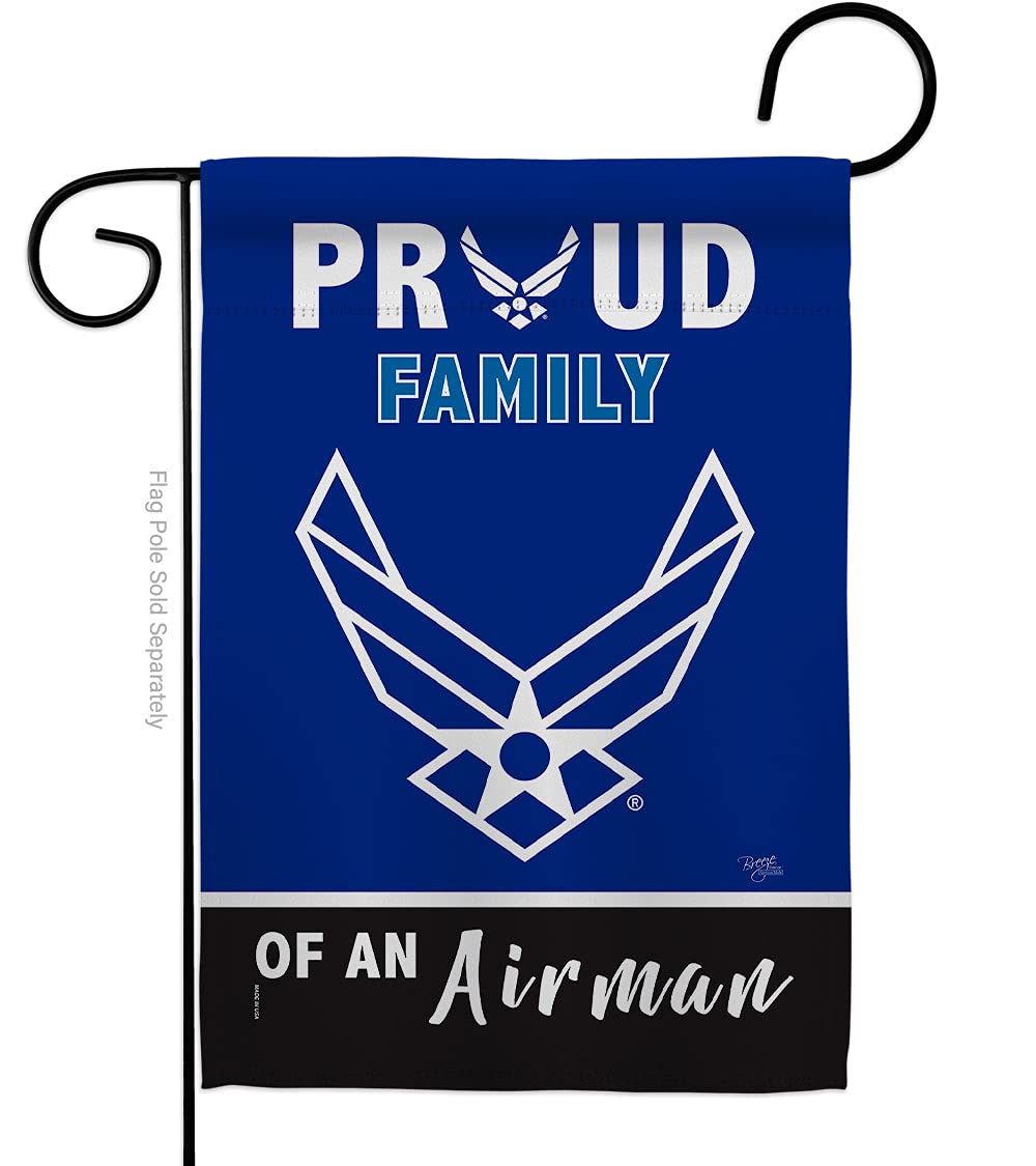 Proud Family Airman Garden Flag - Armed Forces Air Force USAF United State American Military Veteran Retire Official - House Decoration Banner Small Yard Gift Double-Sided Made In USA 13 X 18.5