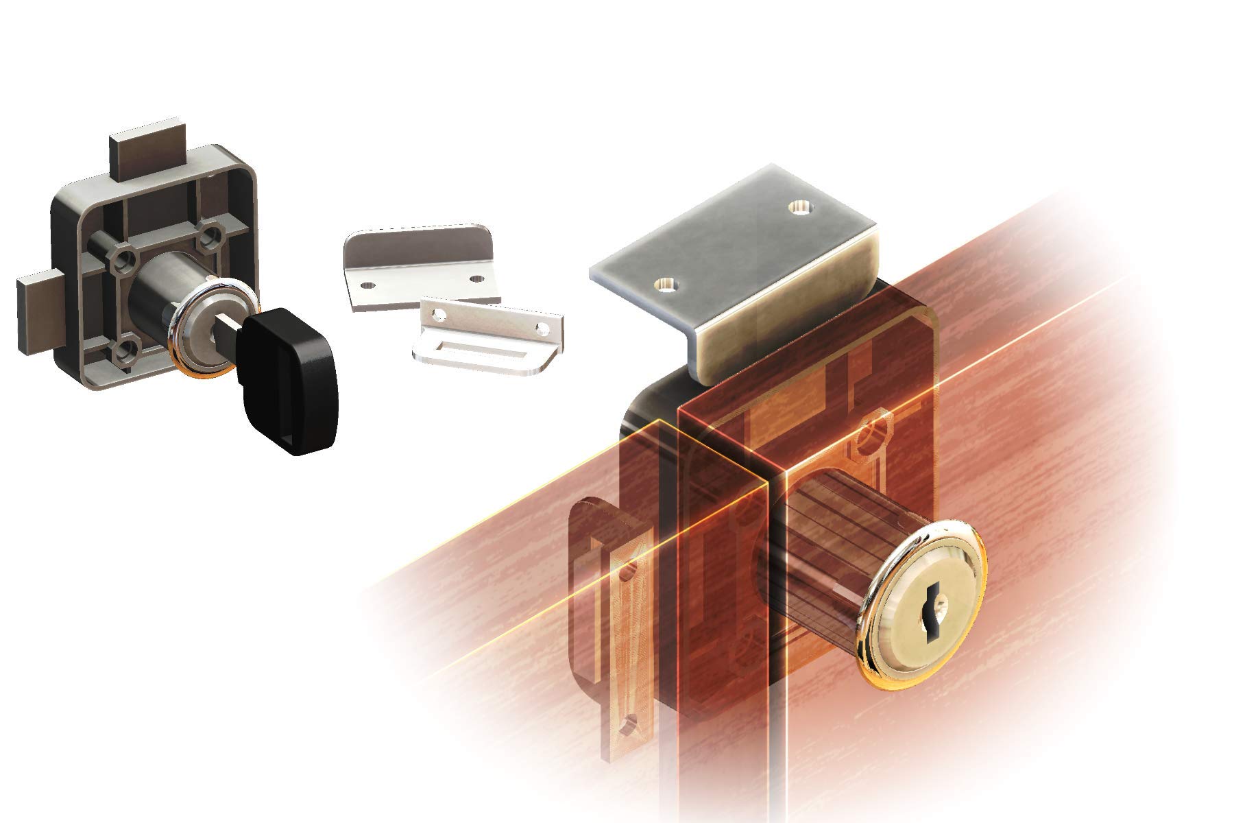 K-Rae Evolution Double Door Lock Safety Cabinet Locks with Keys - Kitchen Cabinet Locks for Adults Cupboard Storage Lock Easy to Install Hardware Included 2 Color Options (Keyed Differently)