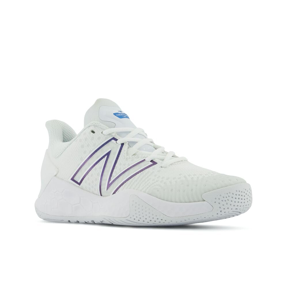 New Balance Women's Fresh Foam X Lav V2 Hard Court Tennis Shoe, White/Laser Blue, 8 Wide