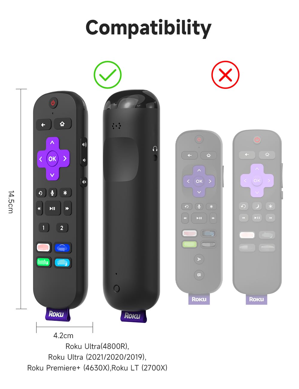 SIKAI Protective Case for ROKU Voice Remote Pro, for Roku Ultra 2020/2019 Remote, Shockproof Silicone Cover for Roku Ultra 4800R 4670R RCS01R Voice Remote Pro Anti-Lost with Loop (Black-Glow Green)