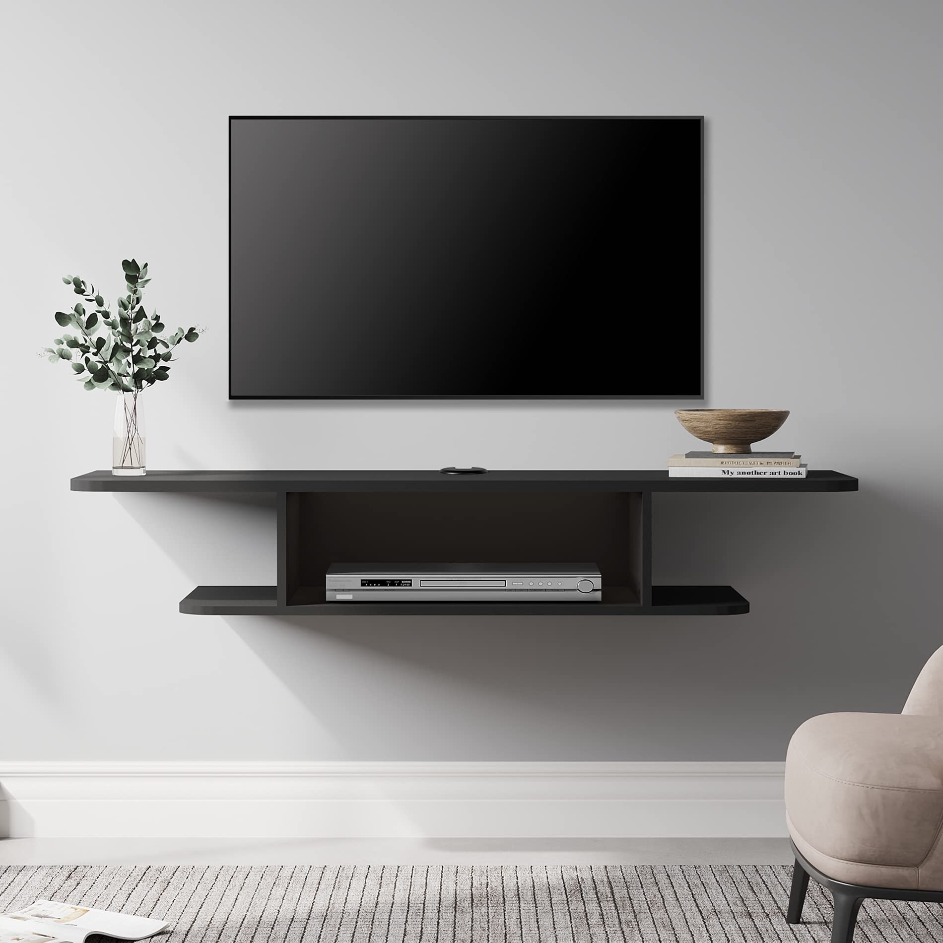 FITUEYES Floating Entertainment Center Wall Mounted Media Console TV Stand Component Shelf TV Wall Cabinet, Black