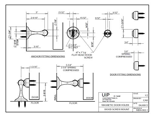 SOSS Zinc Magnetic Door Stop with Hidden Screw Mounts, White Exterior Finish, MDHBWH-HS, 7 x 1 inches