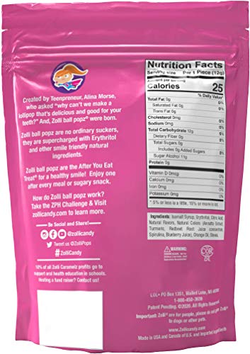 Zolli Ball Popz Lollipops - Clean Teeth, Natural Fruit Flavor - 10.4 Ounce for a Delicious and Dental-Friendly Snacking Experience