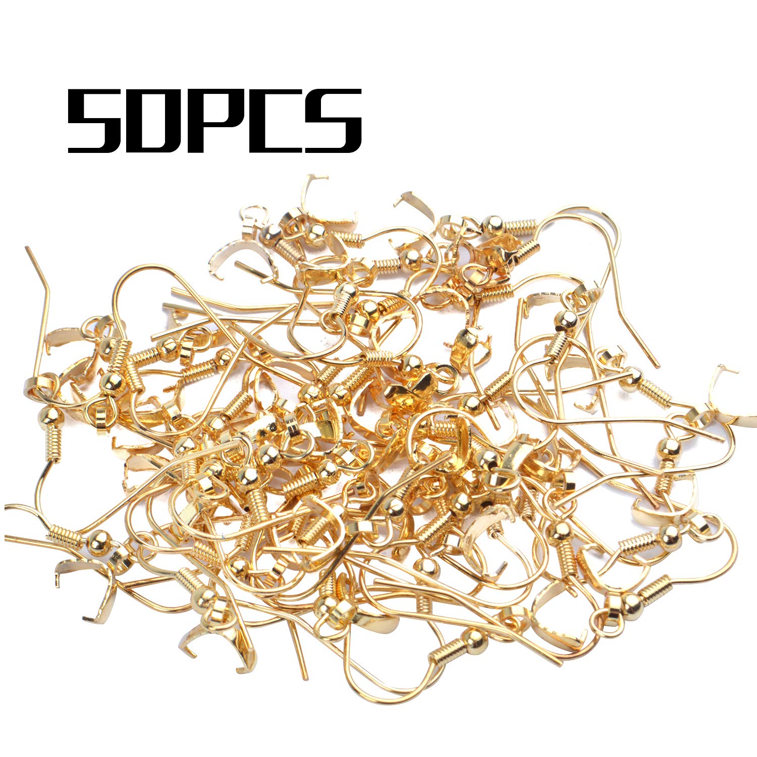50pcs Stainless Steel Earring Hooks Hypoallergenic French Wire Earring Ball Hooks with Pendant Clasp for Crafts DIY Jewelry Making
