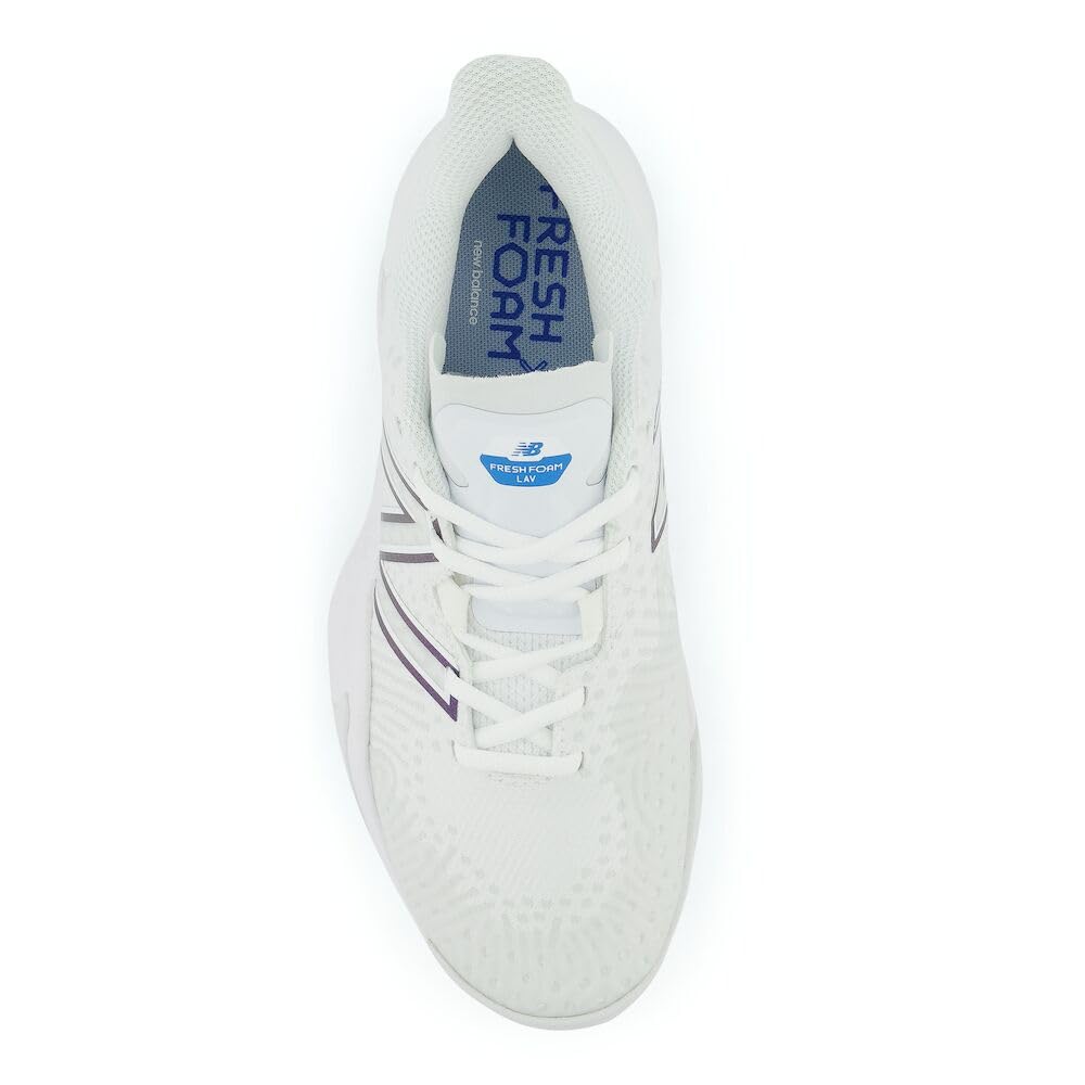 New Balance Women's Fresh Foam X Lav V2 Hard Court Tennis Shoe, White/Laser Blue, 8 Wide