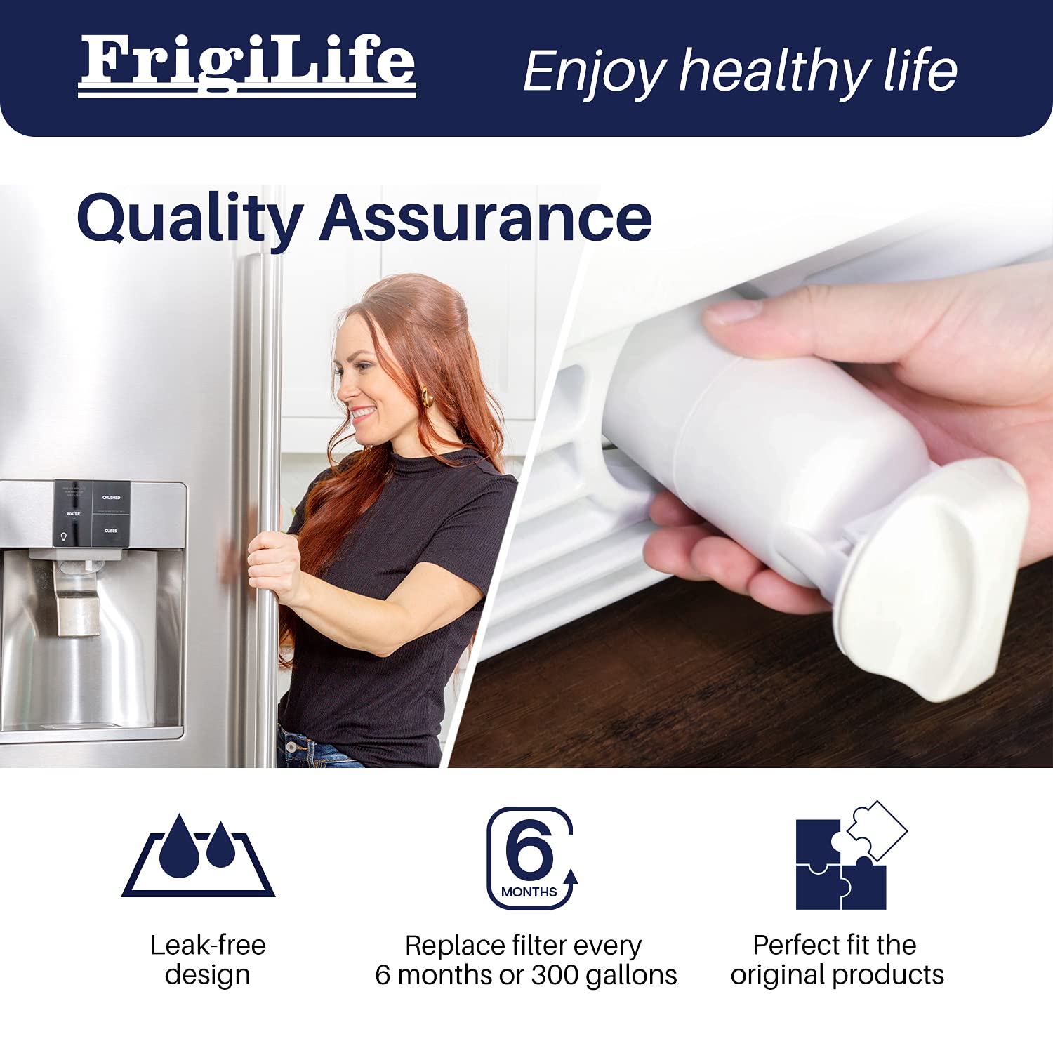 FrigiLife 4396508 Replacement for Whirlpool 4396510, EDR5RXD1, NLC240V, PNL240V, 4396508p, 4396547, 4392857, 9010, LC400V, WF-NLC240V, 46-9010, Everydrop Filter 5 Refrigerator Water Filter, 4PACK