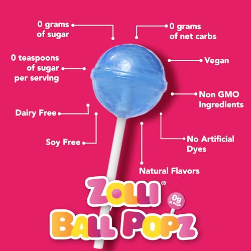 Zolli Ball Popz Lollipops - Clean Teeth, Natural Fruit Flavor - 10.4 Ounce for a Delicious and Dental-Friendly Snacking Experience