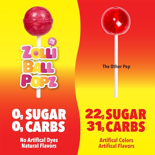 Zolli Ball Popz Lollipops - Clean Teeth, Natural Fruit Flavor - 10.4 Ounce for a Delicious and Dental-Friendly Snacking Experience