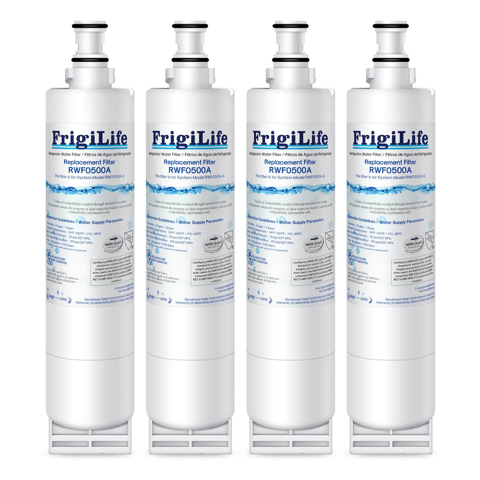FrigiLife 4396508 Replacement for Whirlpool 4396510, EDR5RXD1, NLC240V, PNL240V, 4396508p, 4396547, 4392857, 9010, LC400V, WF-NLC240V, 46-9010, Everydrop Filter 5 Refrigerator Water Filter, 4PACK