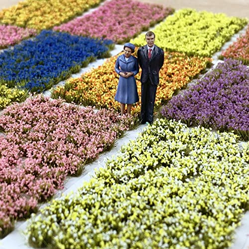 106 Pcs Miniature Flower Cluster Static Grass Model Grass Tufts Artificial Grass Bushy Tuft Lowland Shrub for DIY Model Railway Fairy Garden Diorama Scenery (Set A)
